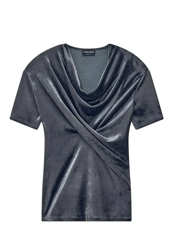 Giorgio Armani Jumper Slim-fit T-shirt In Viscose Chenille Front Draping - Grey