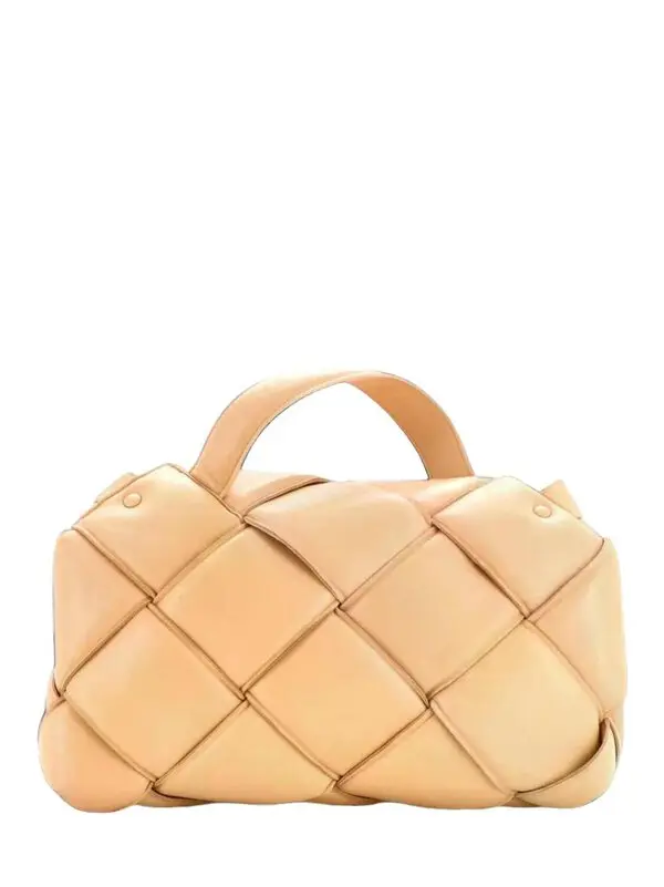 Bottega Veneta Top Handle Padded Maxi Intrecciato Leather Shoulder Bag - Neutrals
