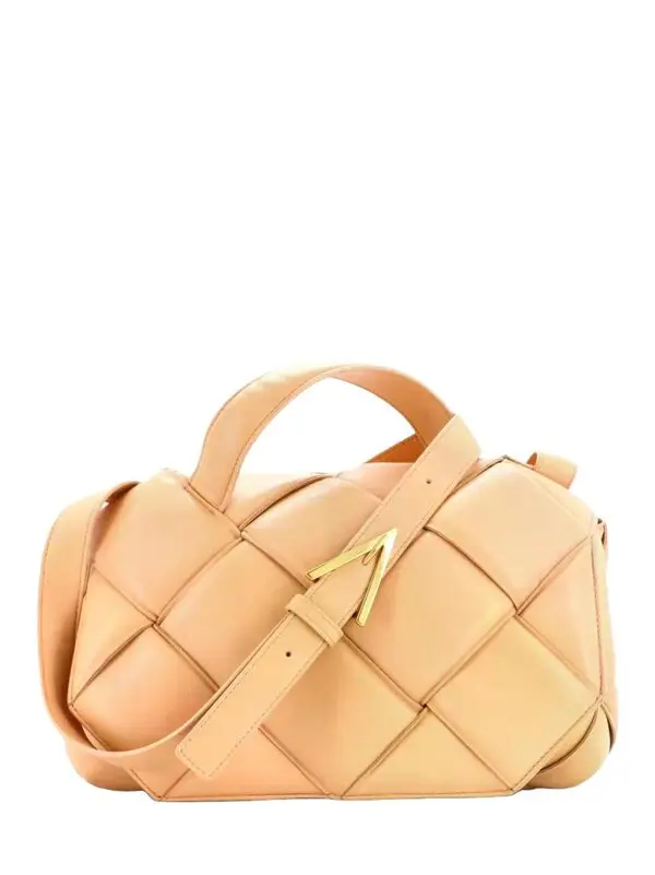 Bottega Veneta Top Handle Padded Maxi Intrecciato Leather Shoulder Bag - Neutrals