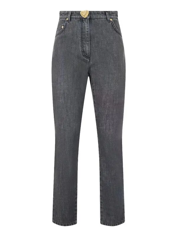 Moschino Heart-button Straight-leg Jeans - Grey