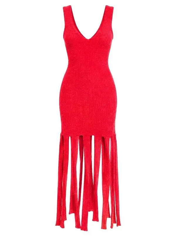 SIMONMILLER Tira Fringe-hem Midi Dress - Red