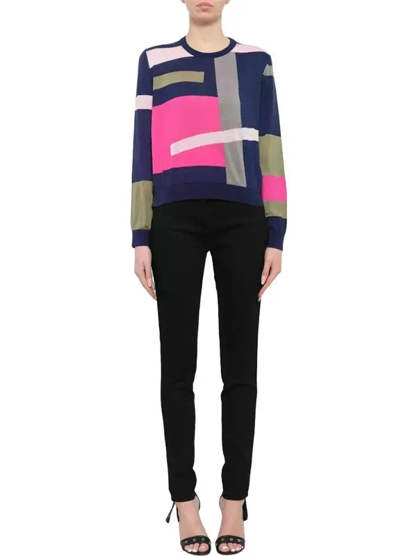 Kenzo Geometric-pattern Long-sleeve Sweater - Blue