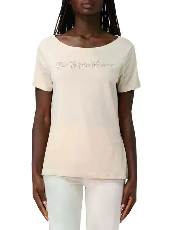 EA7 Logo-stud Cotton T-shirt - Neutrals