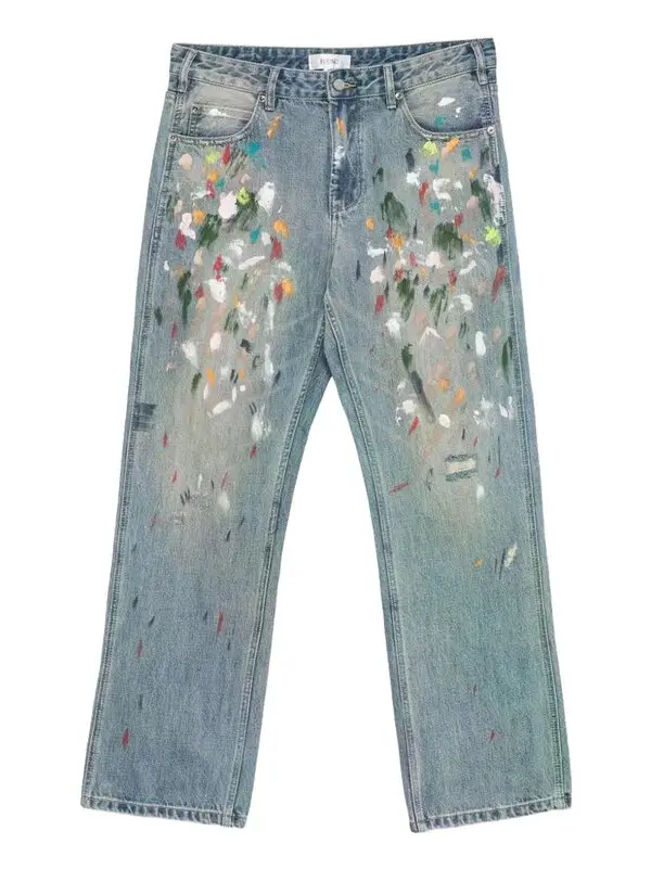 FOUND Paint-splatter Distressed Jeans - Blue