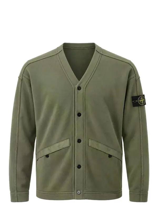 Stone Island Logo-patch V-neck Cardigan - Green