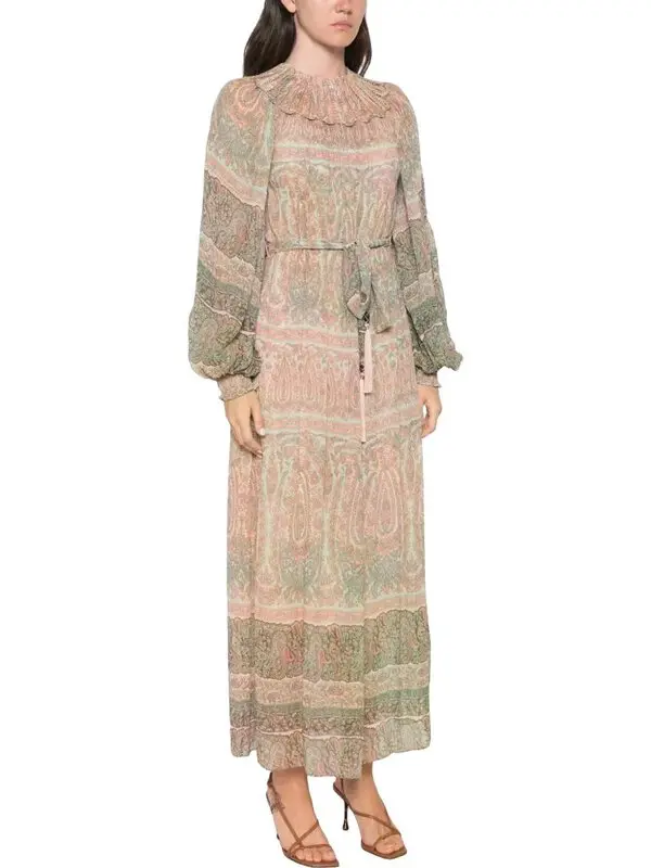 Zimmermann Momentum Rouleau Billow Paisley-print Maxi Dress - Neutrals