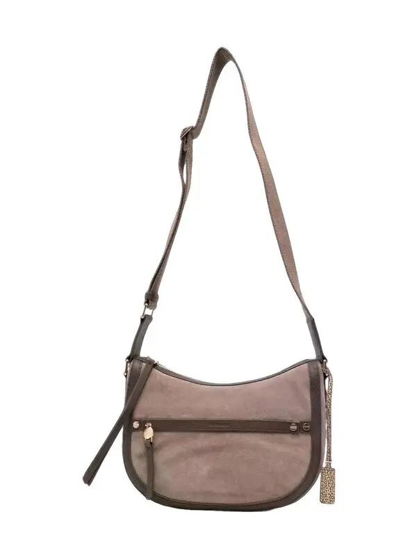 Borbonese Suede Panelled Shoulder Bag - Grey