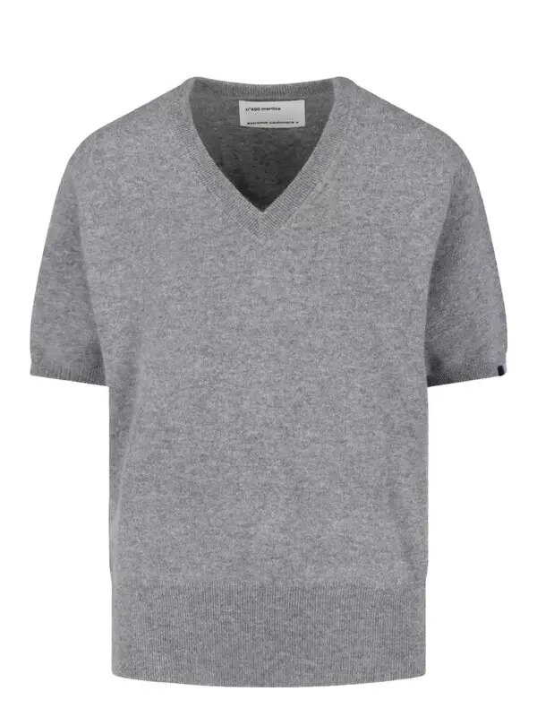 Extreme Cashmere Nº 490 Martina V-neck Short-sleeve Sweater - Grey