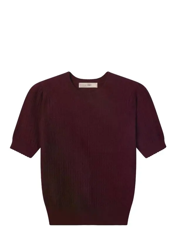 FRAME The Gathered Honeycomb Cashmere Waffle-knit Sweater - Red