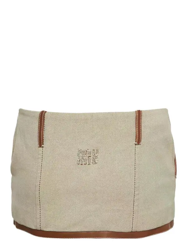 Miu Miu Leather-trim Mini Skirt - Neutrals