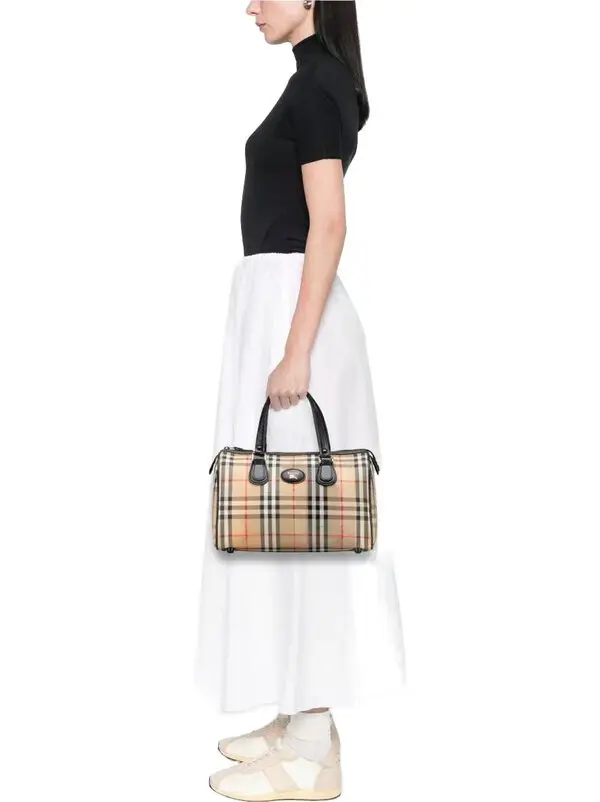 Burberry 20th Century Haymarket Check Canvas Boston Bag - Brown