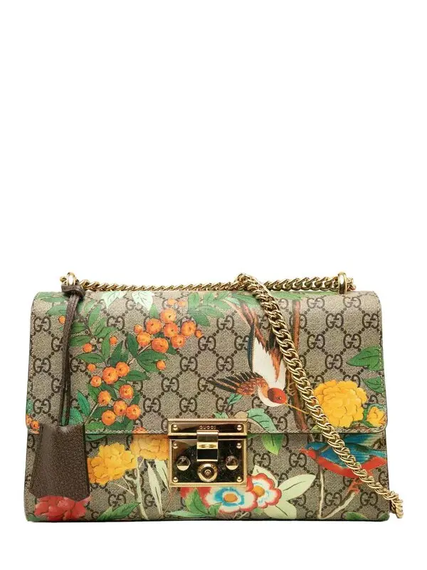 Gucci 2000-2015 Medium Gg Supreme Tian Padlock Shoulder Bag - Neutrals