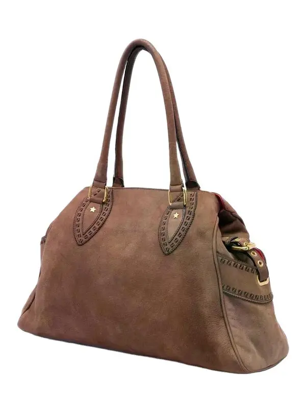 Fendi 2000-2012 Medium Zucca Nubuck Etniko Du Jour Handbag Shoulder Bag - Brown