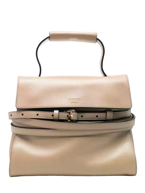 Moschino Belted Leather Tote Bag - Neutrals