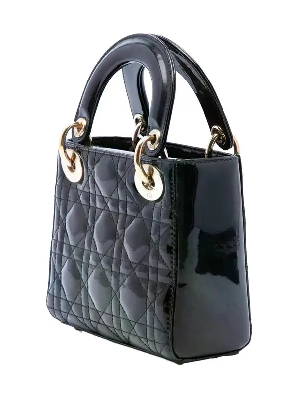 Dior 2018 Mini Patent Cannage Lady Satchel - Black