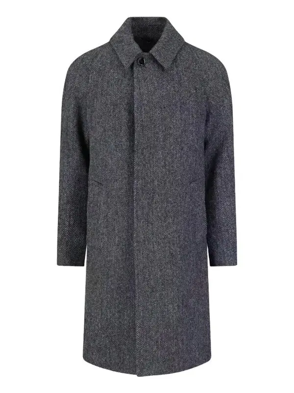 LARDINI X Sugar Herringbone-pattern Wool Coat - Grey