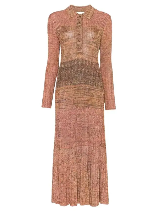 Zimmermann Ribbed-knit Polo-collar Midi Dress - Orange