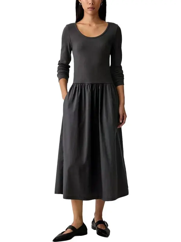 Marc O'polo Ribbed-knit Panelled Midi Dress - Grey