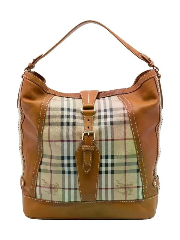 Burberry 2000-2017 Haymarket Check Coated Canvas And Calfskin Bucket Bag - Neutrals