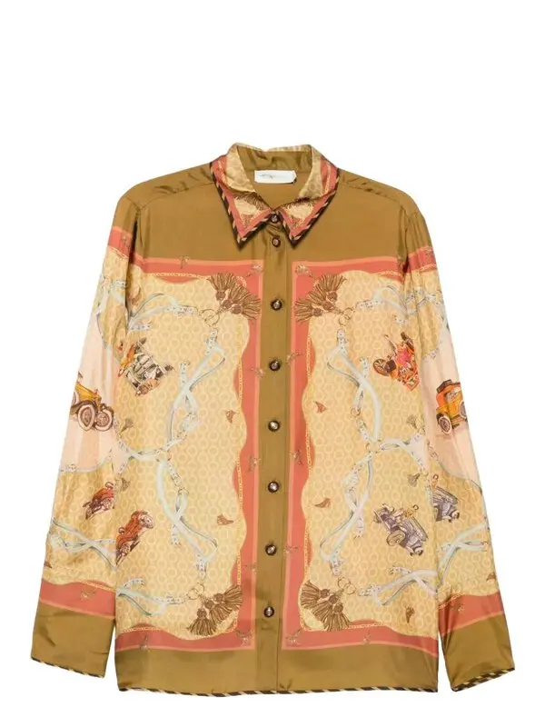 Zimmermann Valiant Scarf-print Long-sleeve Shirt - Brown