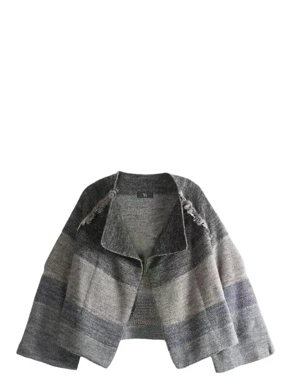 Y’s Fringe-trimmed Colour-block Cardigan - Grey