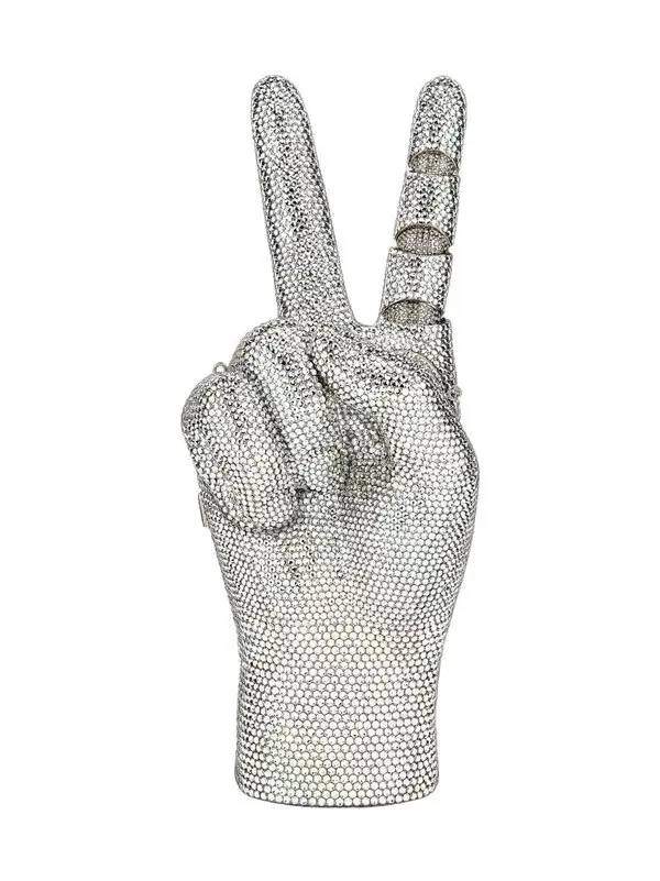 Judith Leiber Silver Hand War And Peace Crystal-embellished Mini Bag - Grey