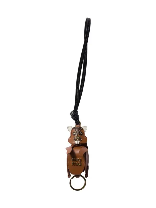 Miu Miu Trick Portachiavi In Pelle - Brown