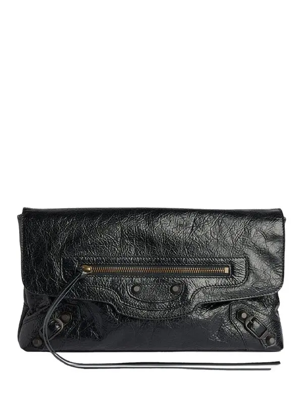 Balenciaga Pochette Le City In Pelle Arena - Black