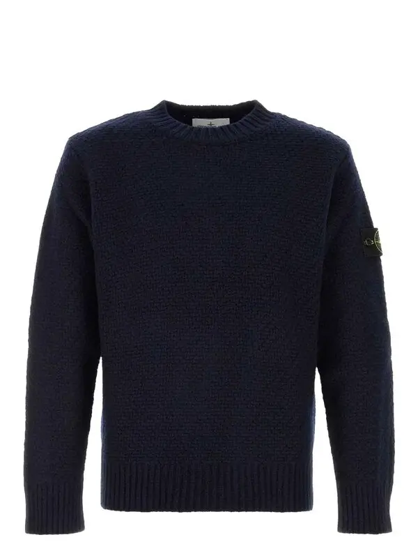 Stone Island Maglione Girocollo Vestibilità Loose A Costine - Blue