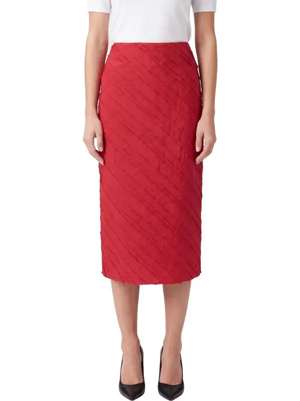 Liviana Conti Saphira High-waisted Pleated Crêpe Midi Pencil Skirt - Red