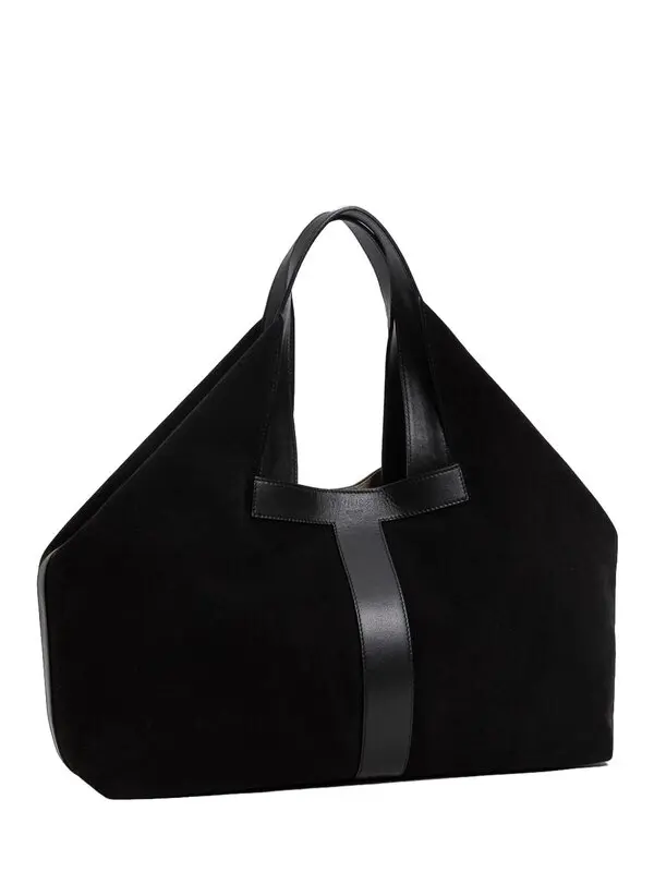 TWINSET Large Leather And Suede Hobo Bag With Double Handle - Black
