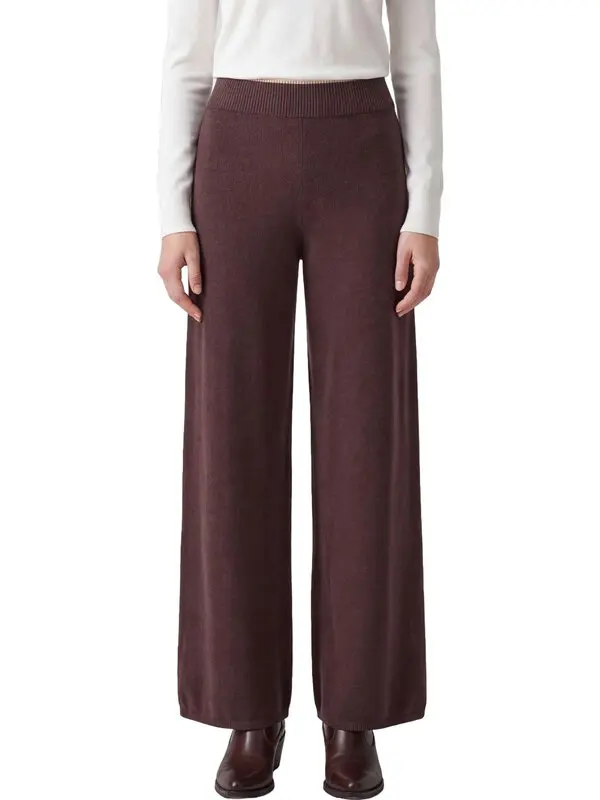 Pinko High-waisted Wool And Cashmere Knit Palazzo Trousers - Violet