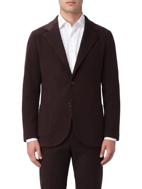 LARDINI Single-breasted Virgin Wool Blazer With Lapels And Patch Pockets - Brown