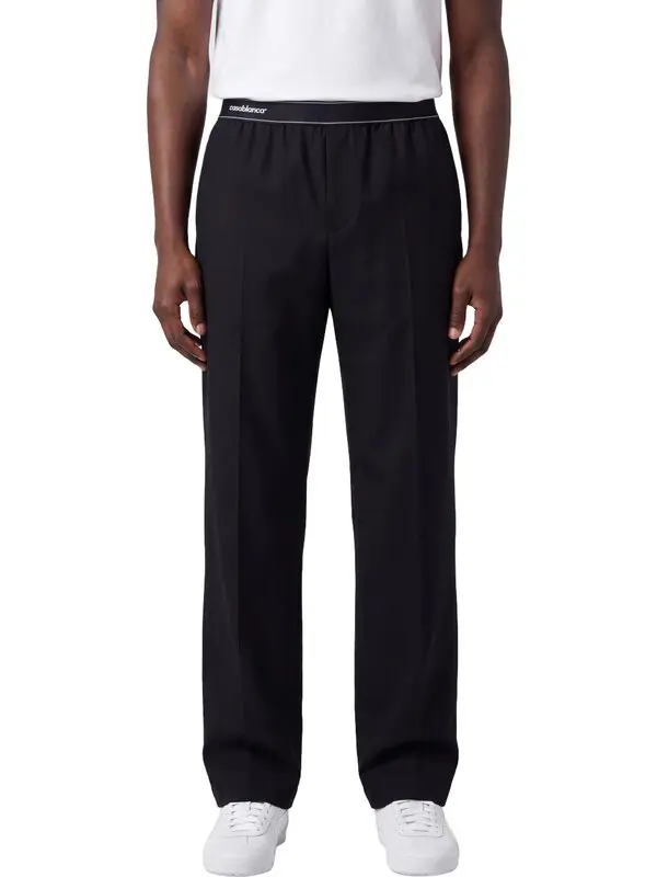 Casablanca Straight-leg Wool Jogging Trousers With Logo Waistband - Black