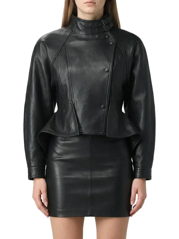 Balmain Lambskin Leather Biker Jacket With Asymmetrical Fastening - Black