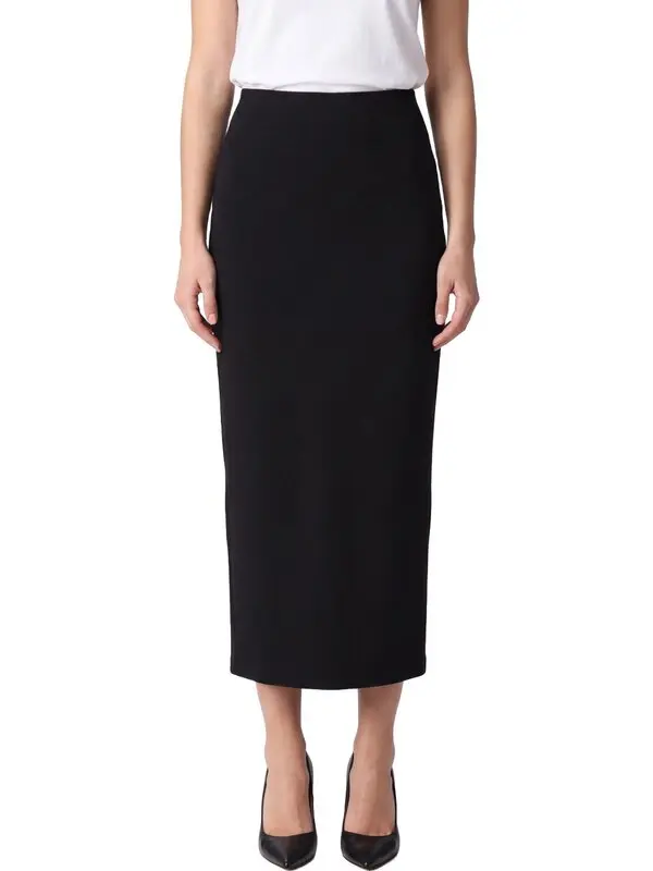 Max Mara High-waisted Crêpe Midi Pencil Skirt With Slit - Black