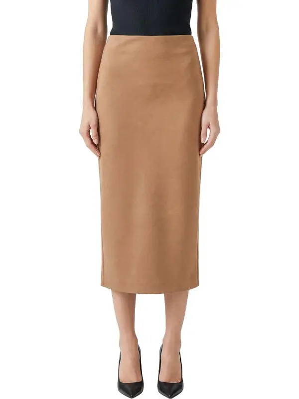 Max Mara High-waisted Crêpe Midi Pencil Skirt With Slit - Hazel