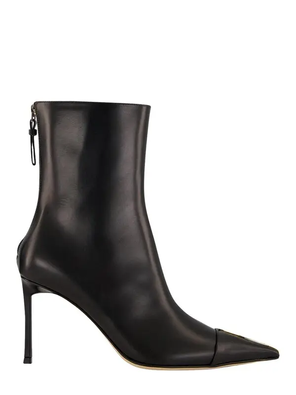 TOM FORD Calfskin Ankle Boots With Stiletto Heel And Monogram Logo - Black