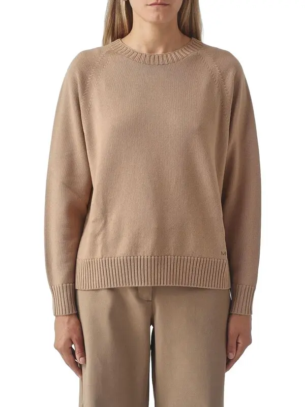 Max Mara Pure Virgin Wool Crewneck Jumper With A Relaxed Fit - Camel