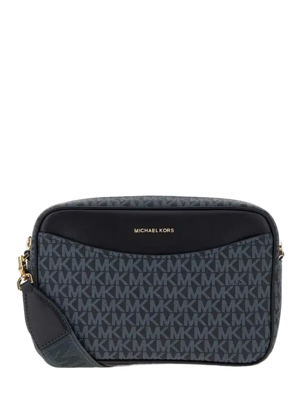 Michael Kors Bev Mk Monogram Coated Canvas Camera Crossbody Bag - Blue