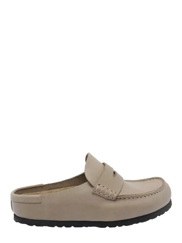 BIRKENSTOCK Naples Oiled Leather Mules With Round Toe And Raised Seam - Beige