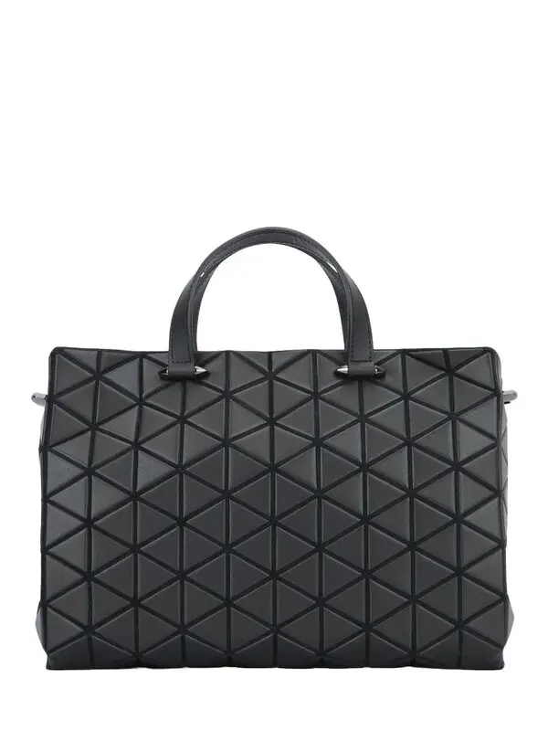 Issey Miyake Leather Handbag With Geometric Design And Double Handle - Black