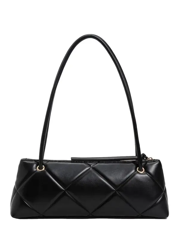TWINSET Quilted Faux Leather Shoulder Bag With Double Handle - Black