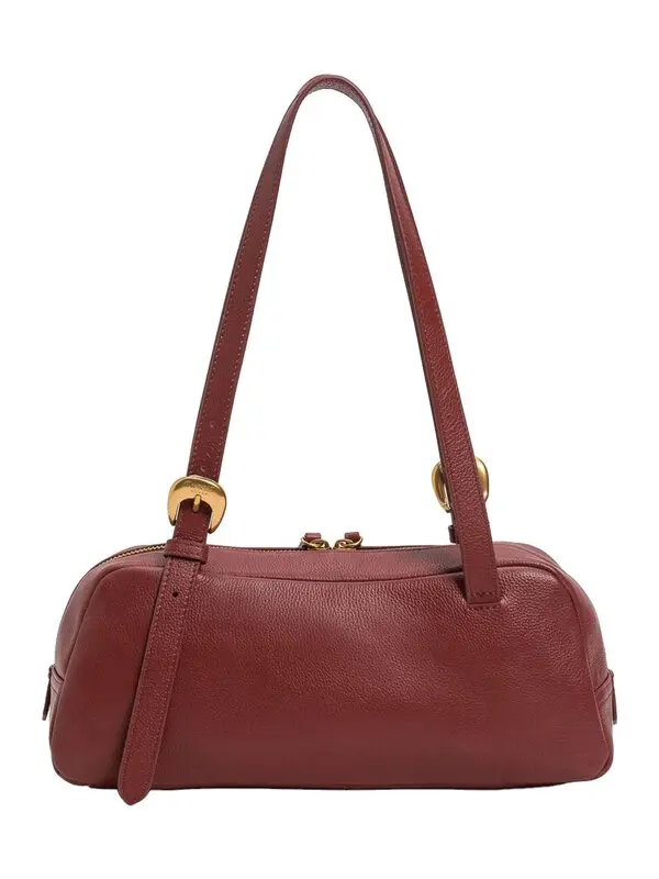 TWINSET Grained Leather Shoulder Bag With Double Adjustable Handle - Cherry