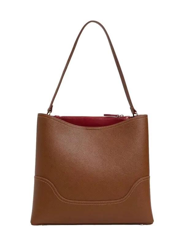 TWINSET Saffiano-effect Faux Leather Shoulder Bag With Magnetic Closure - Red