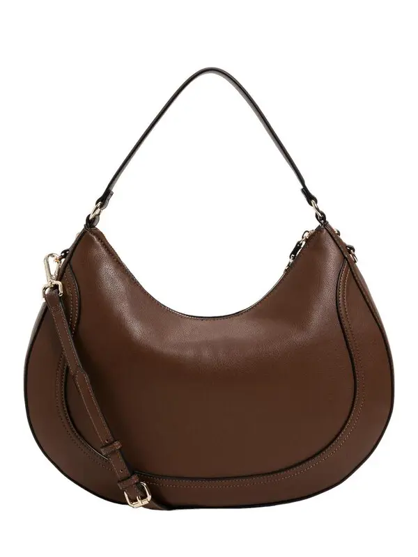 TWINSET Faux Leather Hobo Bag With Removable And Adjustable Strap - Coffee