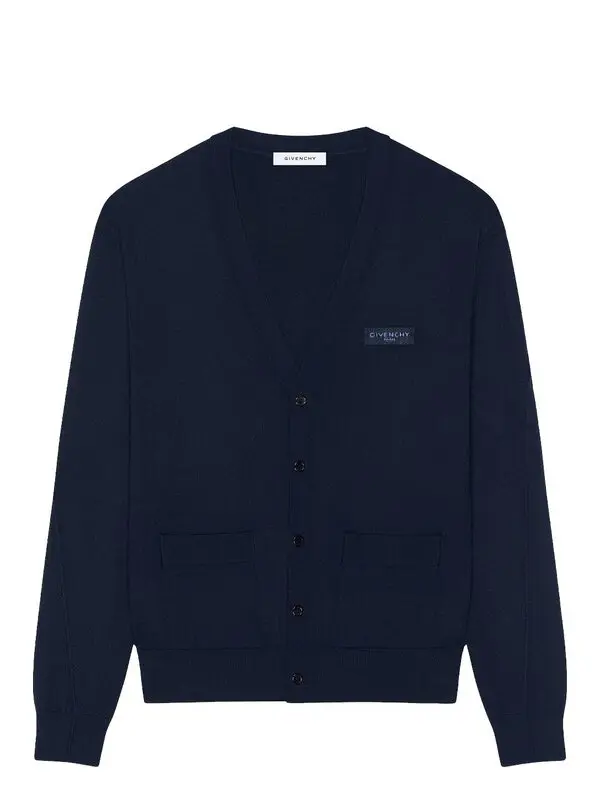 Givenchy Cardigan Couture Seam In Lana Con Dettaglio Gros-grain - Blue