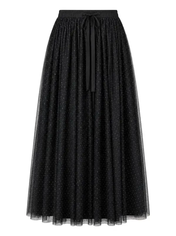 YUMI Diamonte Tulle Midi Skirt - Black