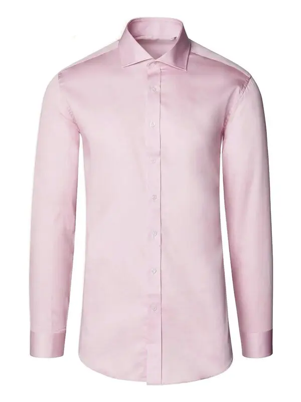 RON TOMSON Pure Cotton Spread Collar Fitted Dress Shirt Dark - Pink