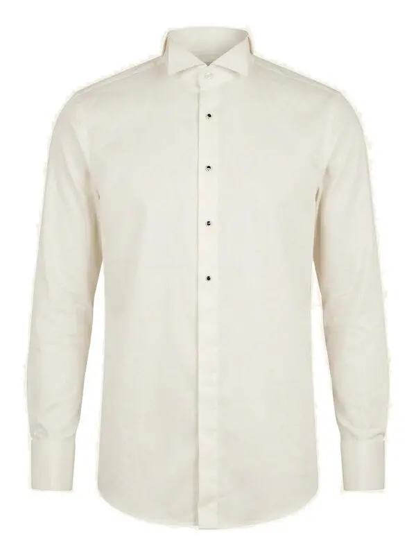 RON TOMSON Neutrals Wing Classical Top Front Stud Tuxedo Shirt Light - Beige